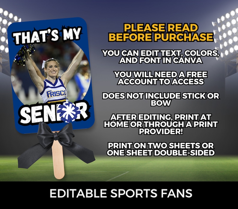 Cheerleading Senior Night Poster Canva Template Senior Game Cheer Team ...