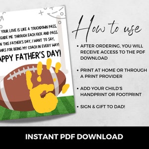 Father's Day Football Poem Handprint Art Craft for Dad From Son ...