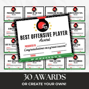 Editable Football Award Certificates End of Season Printable Football ...