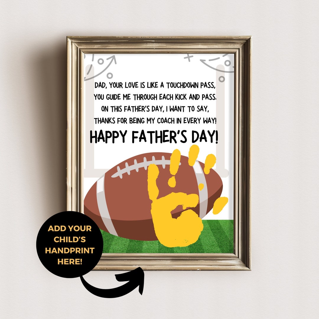 Father's Day Football Poem Handprint Art Craft for Dad From Son ...