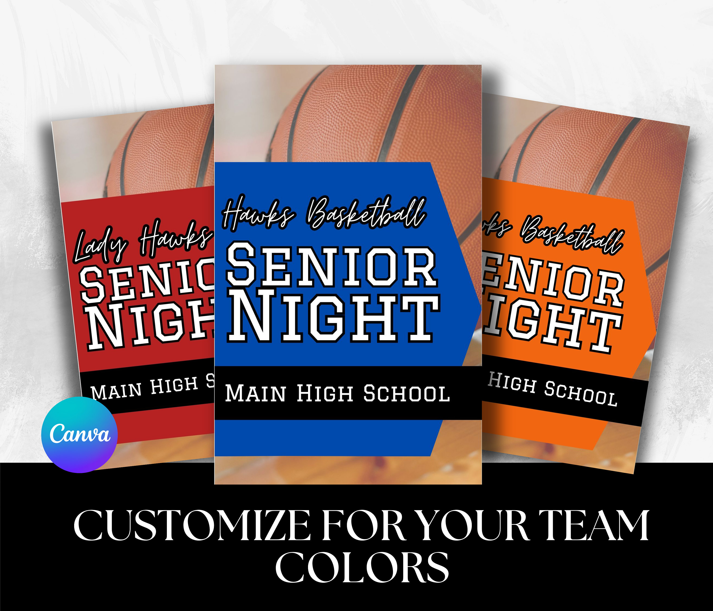 Basketball Senior Night Program Canva Template Senior Game Girls High ...