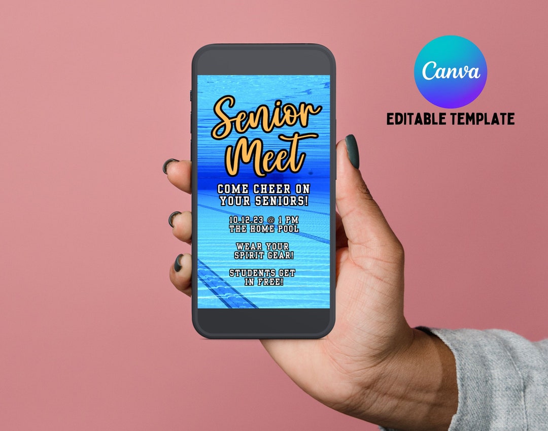 Swim Team Senior Swim Meet Phone Invitation High School Swimming Team ...