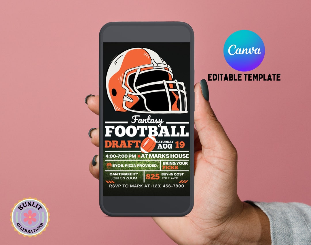 Fantasy Football Draft Party Phone Invitation Friends Fantasy League ...