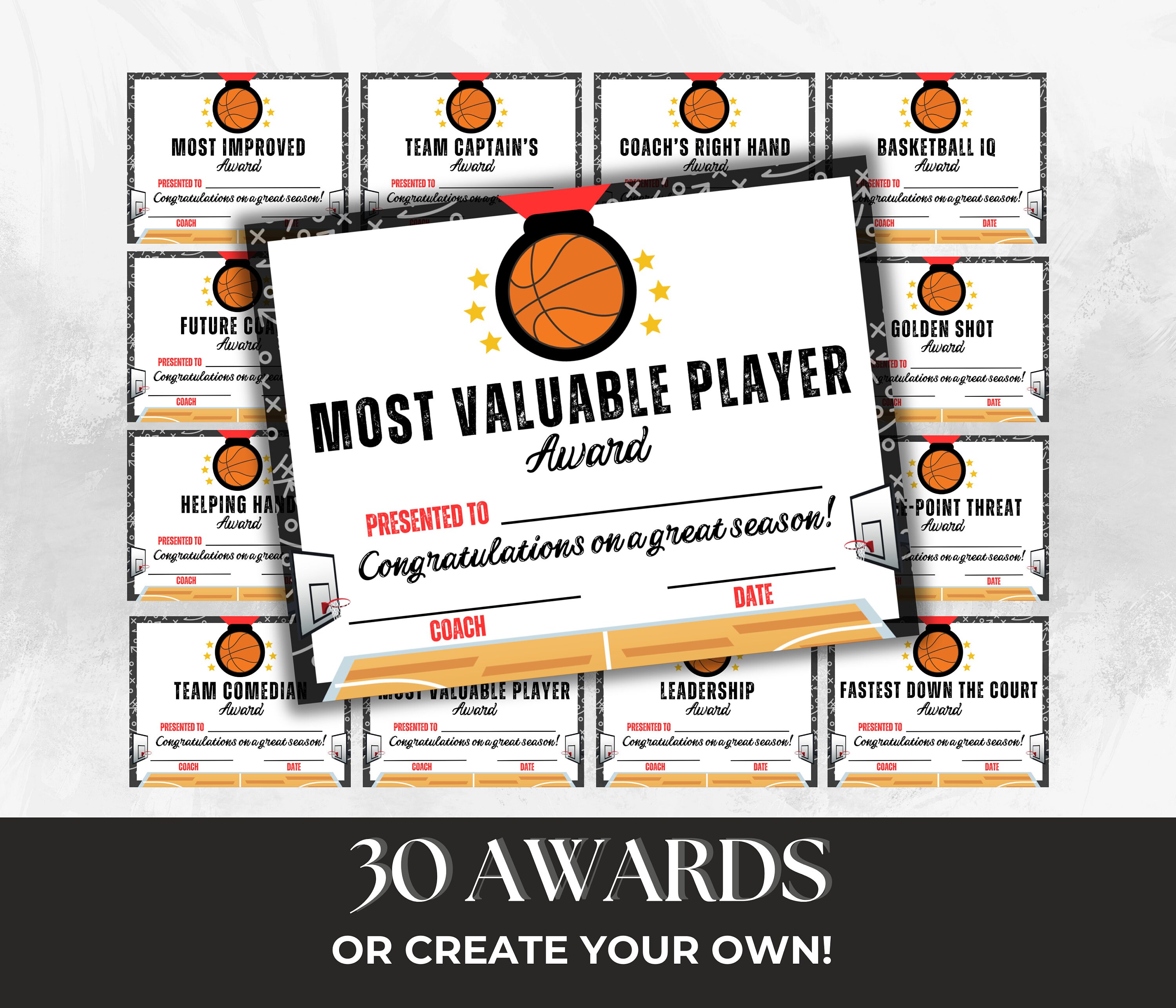 Editable Basketball Award Certificates End of Season Printable ...