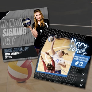 Volleyball Committed Editable Social Media Template Canva Signing Day ...