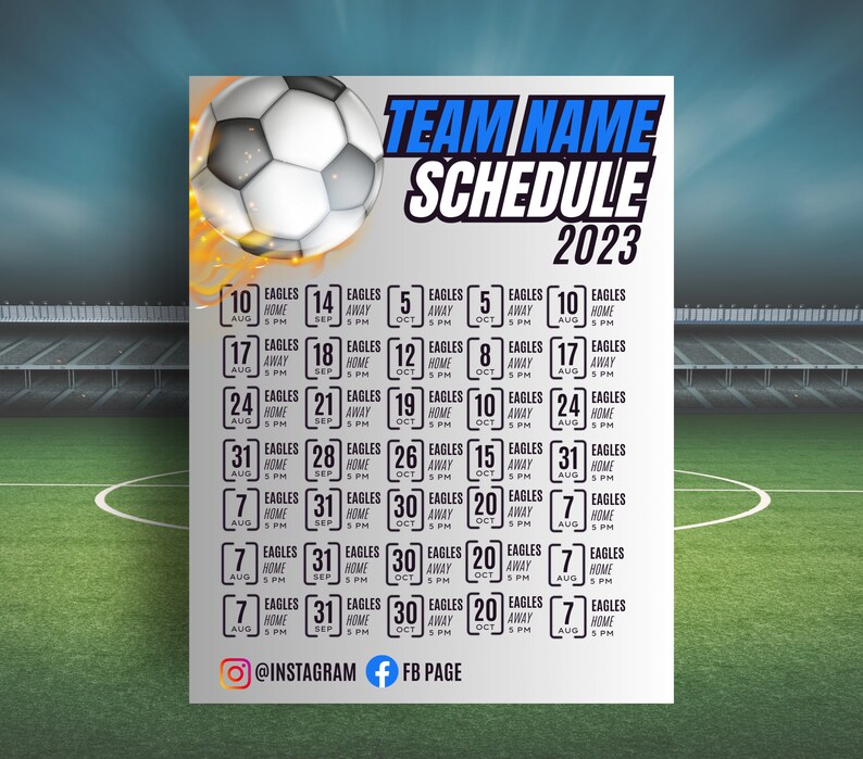 Editable Soccer Schedule Template DIY Canva Soccer Team Schedule ...