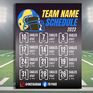 Editable Football Schedule Template DIY Canva Football Schedule ...