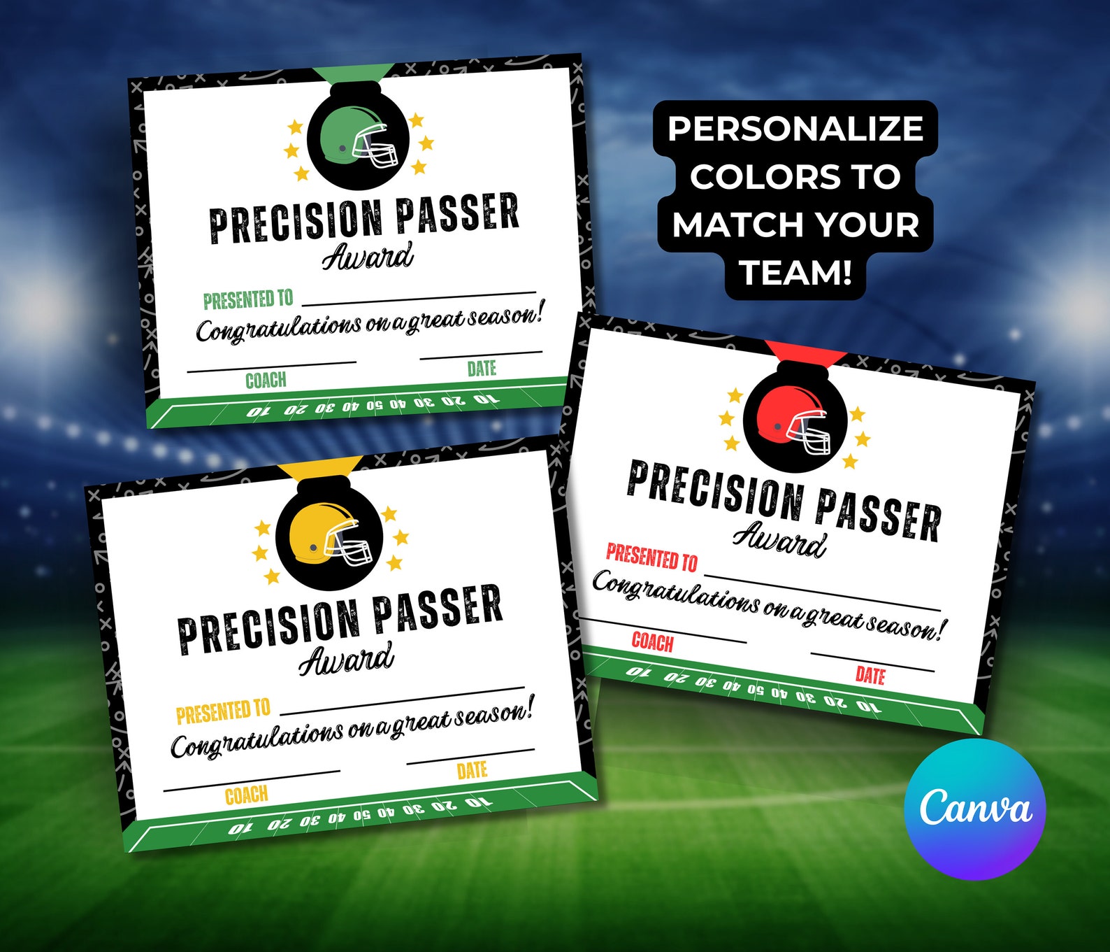 Editable Football Award Certificates End of Season Printable Football ...