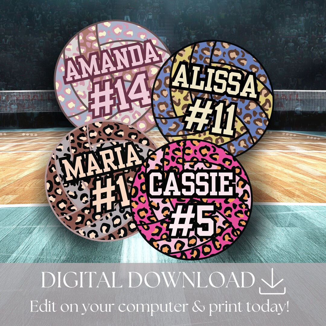 Editable Volleyball Names and Numbers Canva Template Leopard Volleyball ...