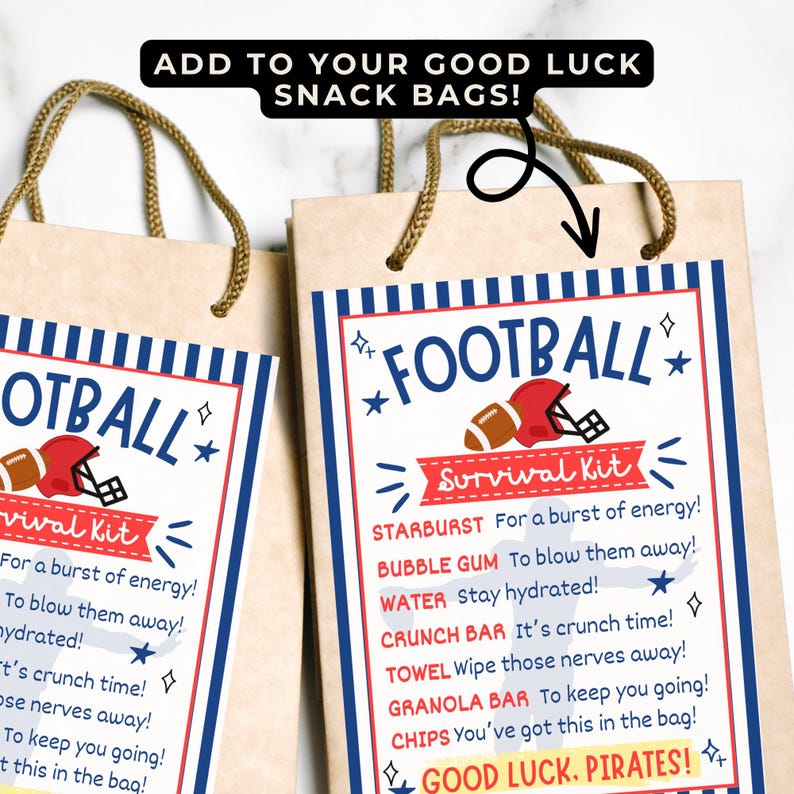 Soccer Team Survival Kit Editable Soccer Game Day Snack Bag Tag Soccer ...