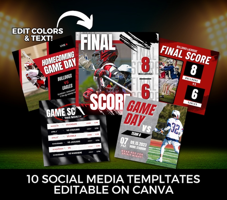 Editable Lacrosse Team Social Media Graphics Template Canva Lacrosse ...