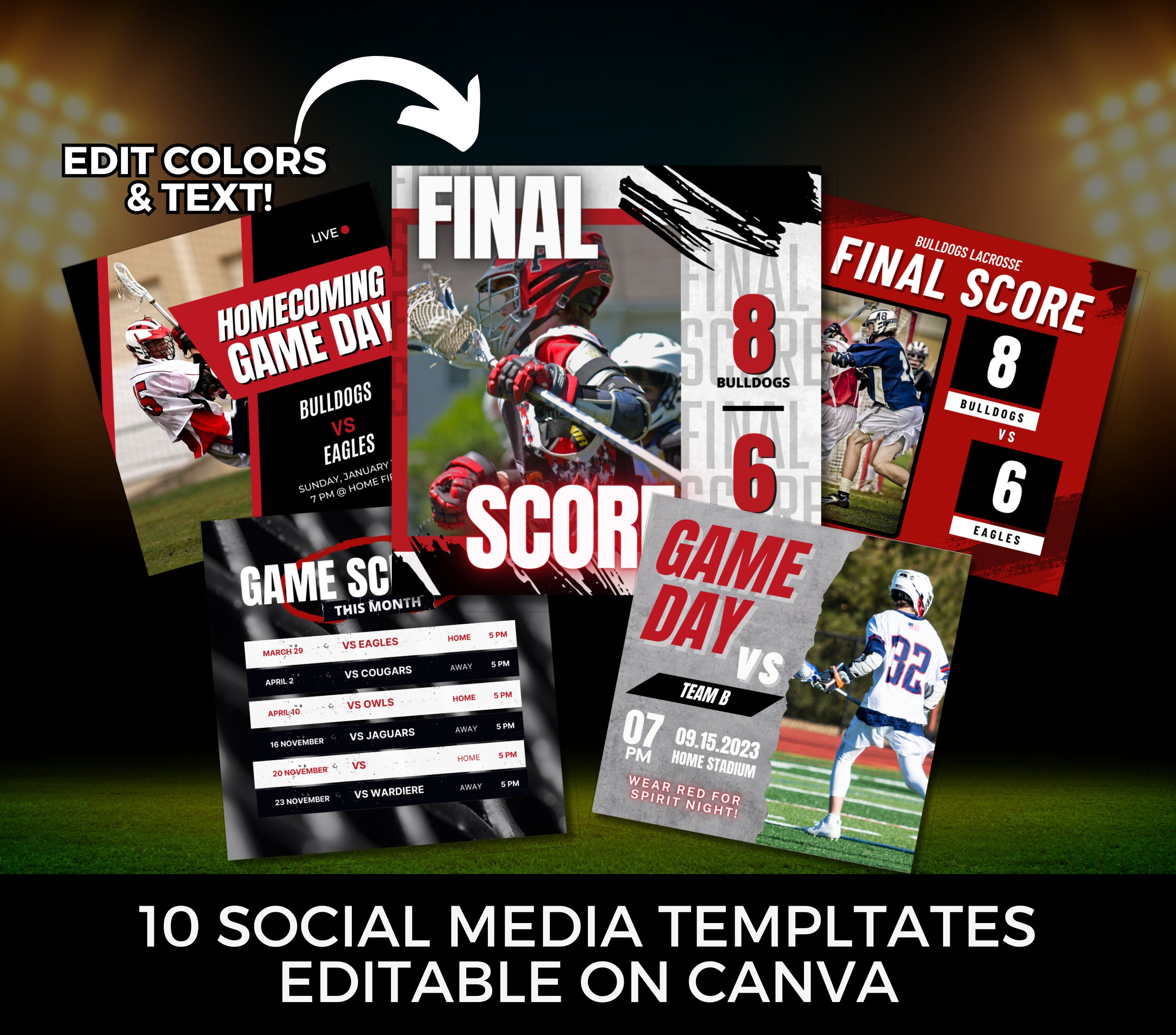 Editable Lacrosse Team Social Media Graphics Template Canva Lacrosse ...