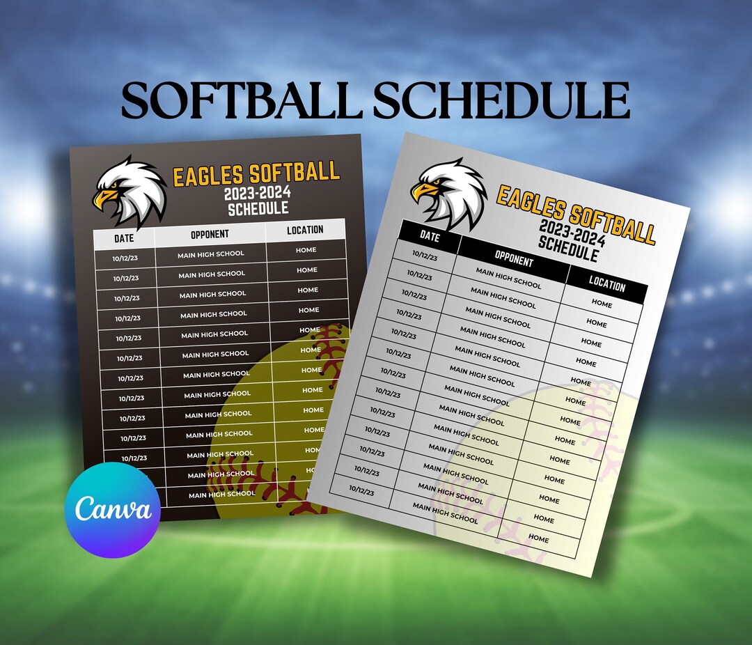 Editable Softball Schedule Template DIY Canva Softball Printable Poster ...