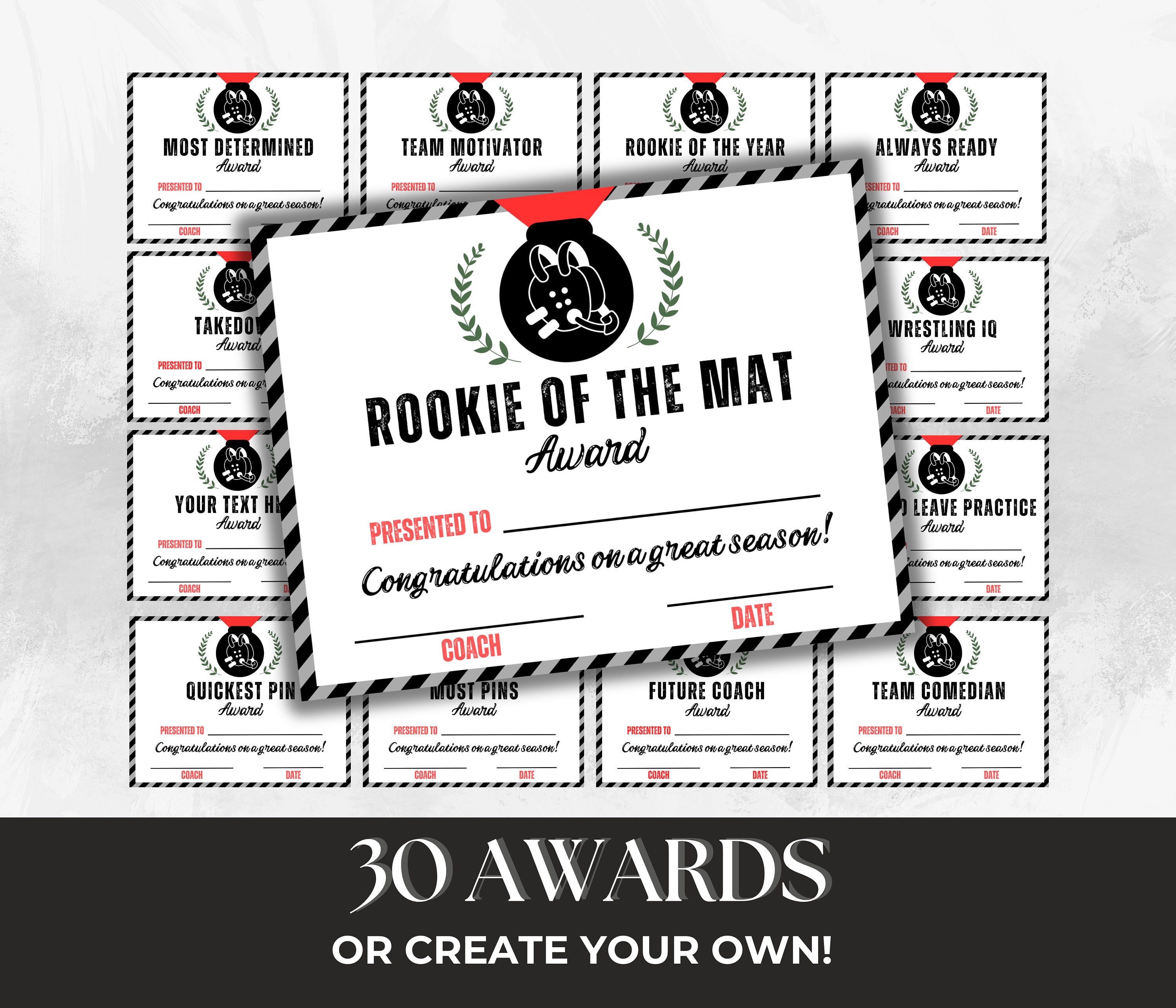 Editable Wrestling Award Certificates End of Season Printable Wrestling ...