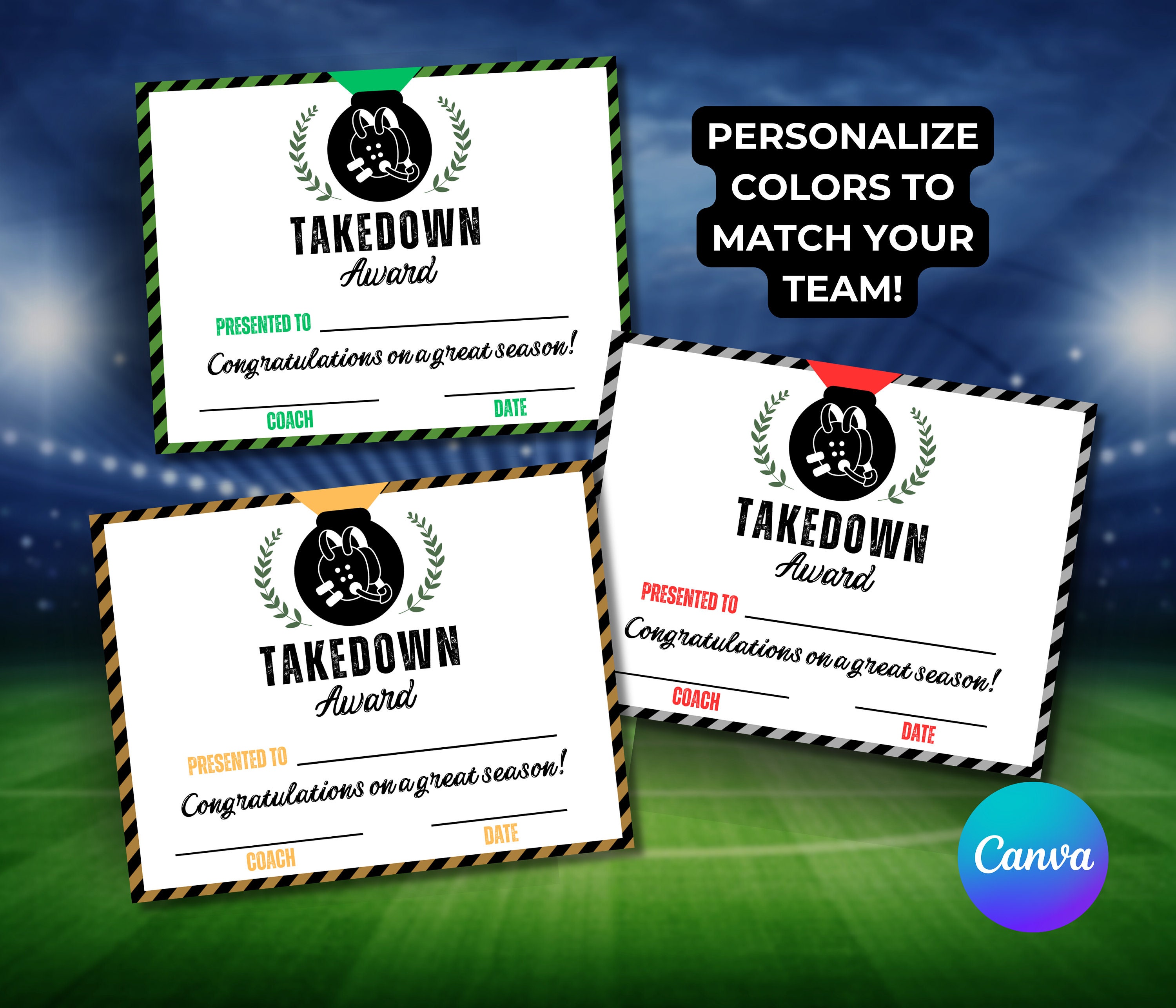 Editable Wrestling Award Certificates End of Season Printable Wrestling ...