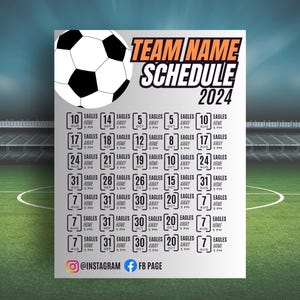 Editable Soccer Schedule Template DIY Canva Soccer Team Schedule ...