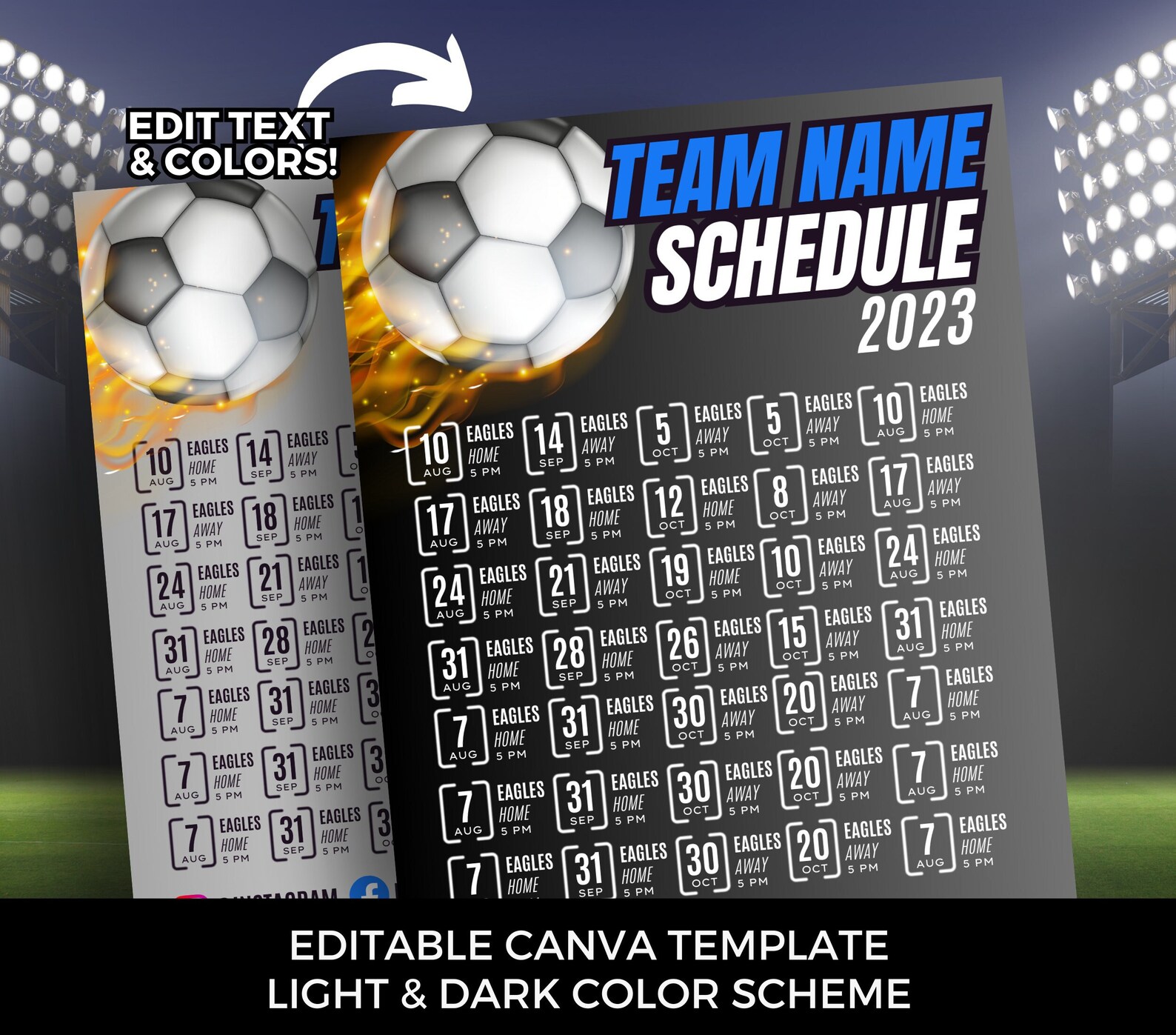 Editable Soccer Schedule Template DIY Canva Soccer Team Schedule ...