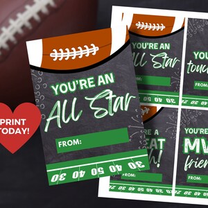 Printable Football Valentine's Day Cards for Kids Sports Theme ...