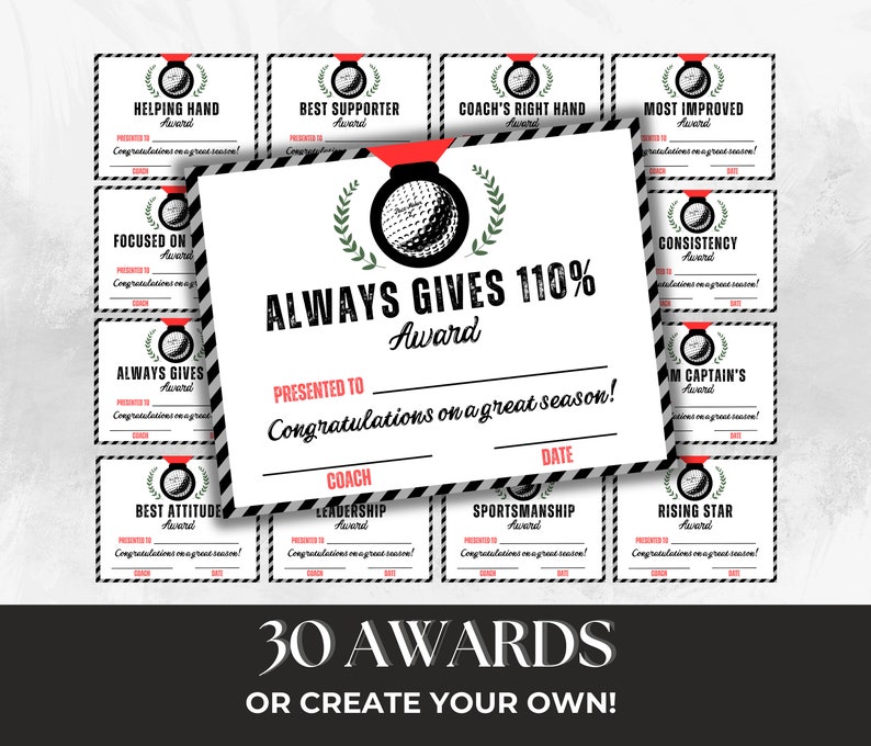 Editable Golf Award Certificates End of Season Printable Golf Team ...