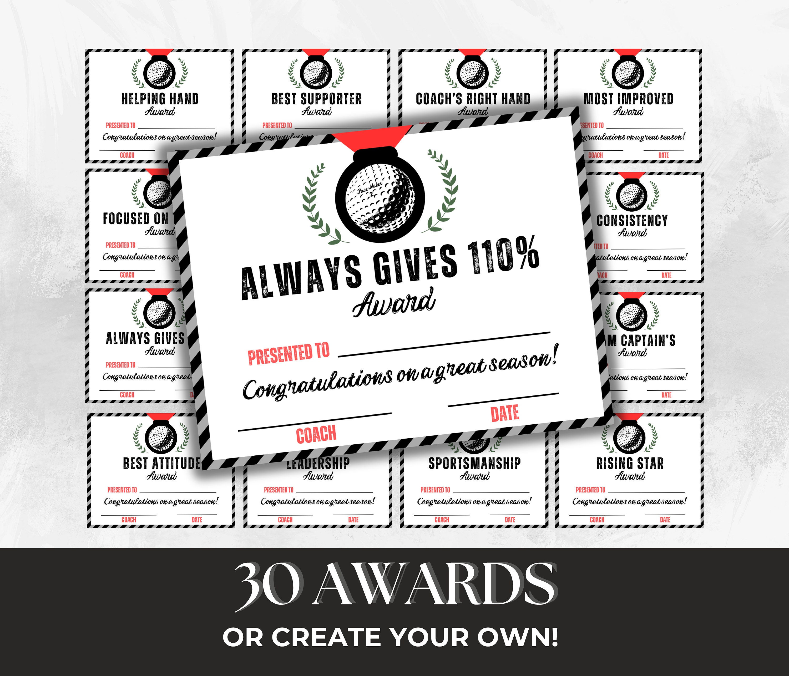 Editable Golf Award Certificates End of Season Printable Golf Team ...