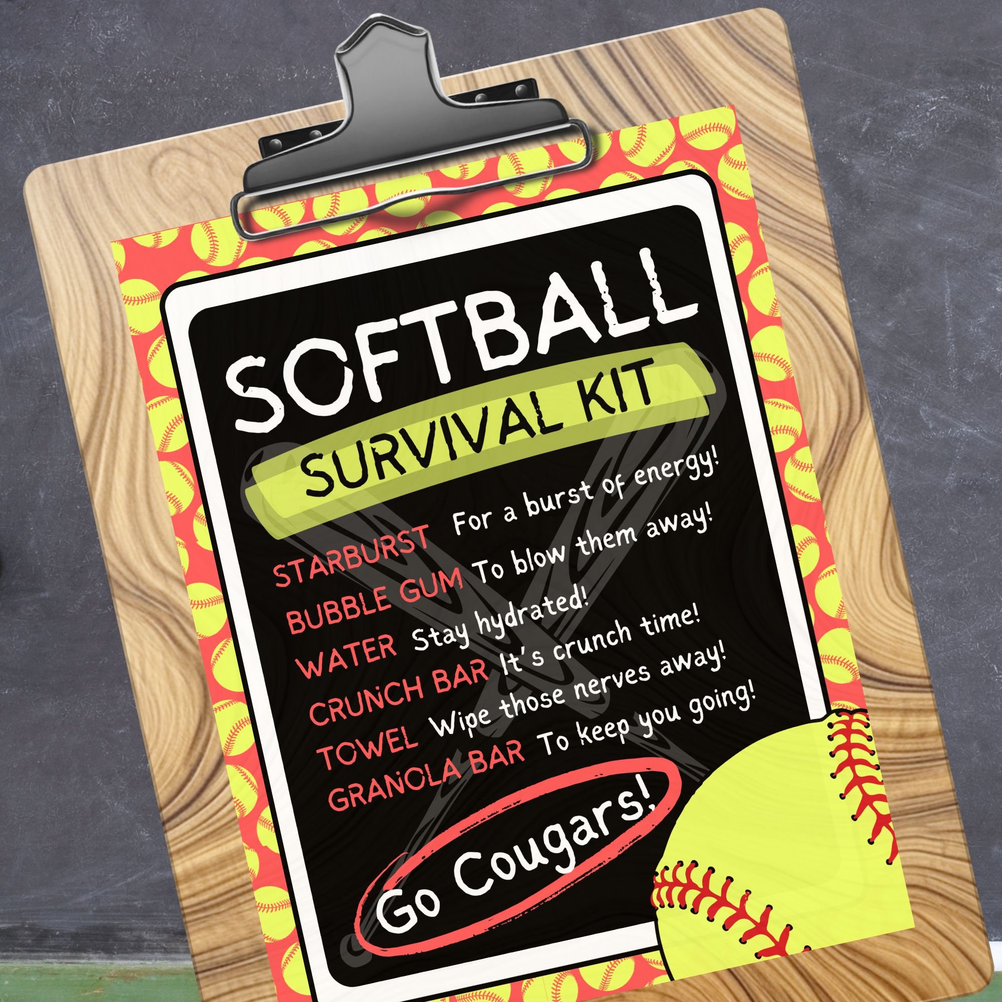 Editable Softball Team Survival Kit Canva Template Printable Softball ...