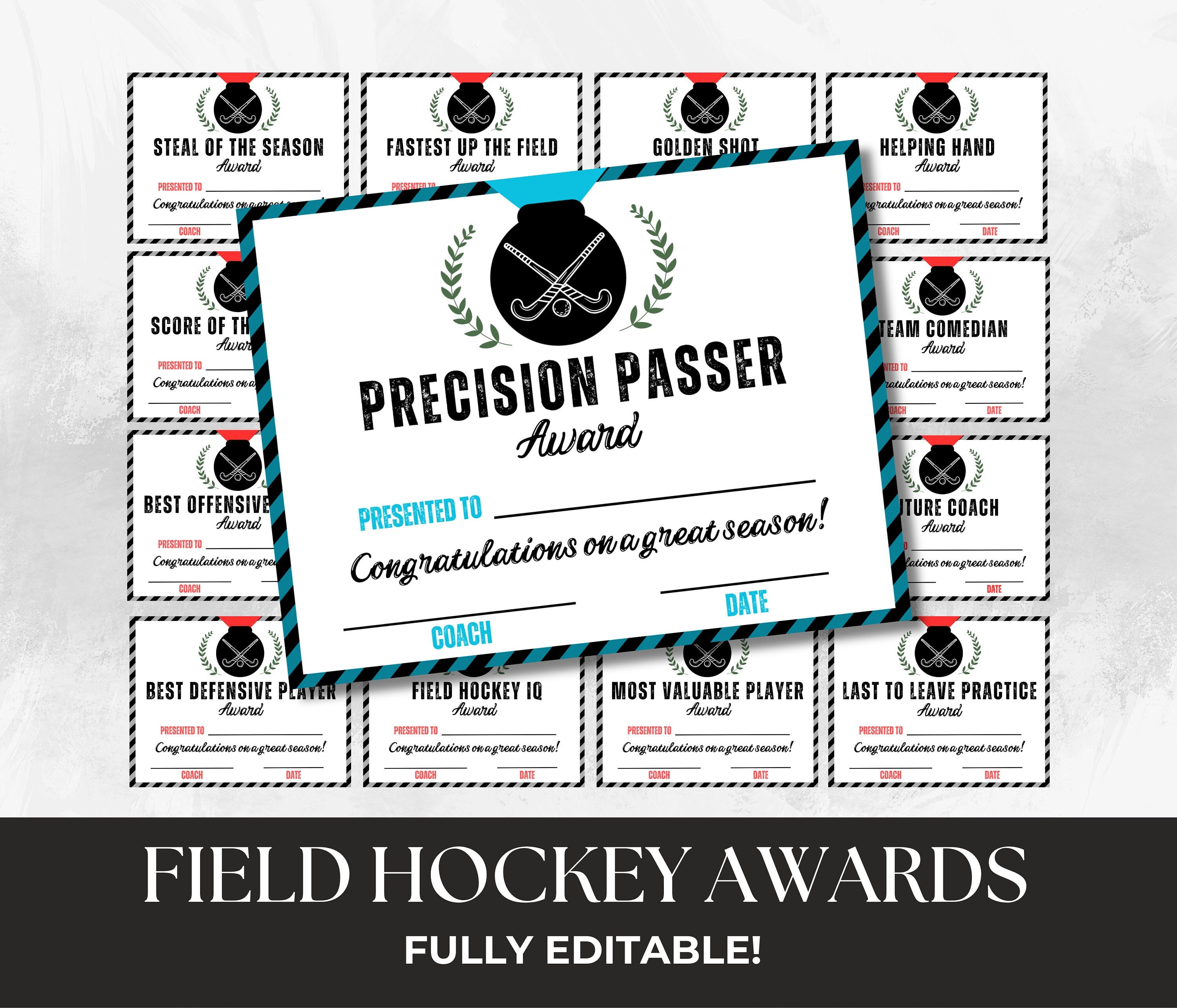 Editable Field Hockey Award Certificates End of Season Printable Field ...