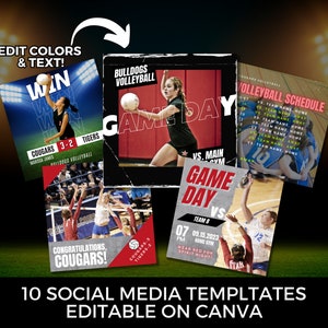Editable Volleyball Team Social Media Graphics Template Canva ...
