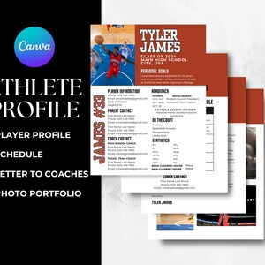 Basketball Athlete Profile Sheet Photo College Recruiting Editable ...