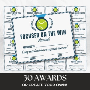Editable Tennis Award Certificates End of Season Printable Tennis Team ...