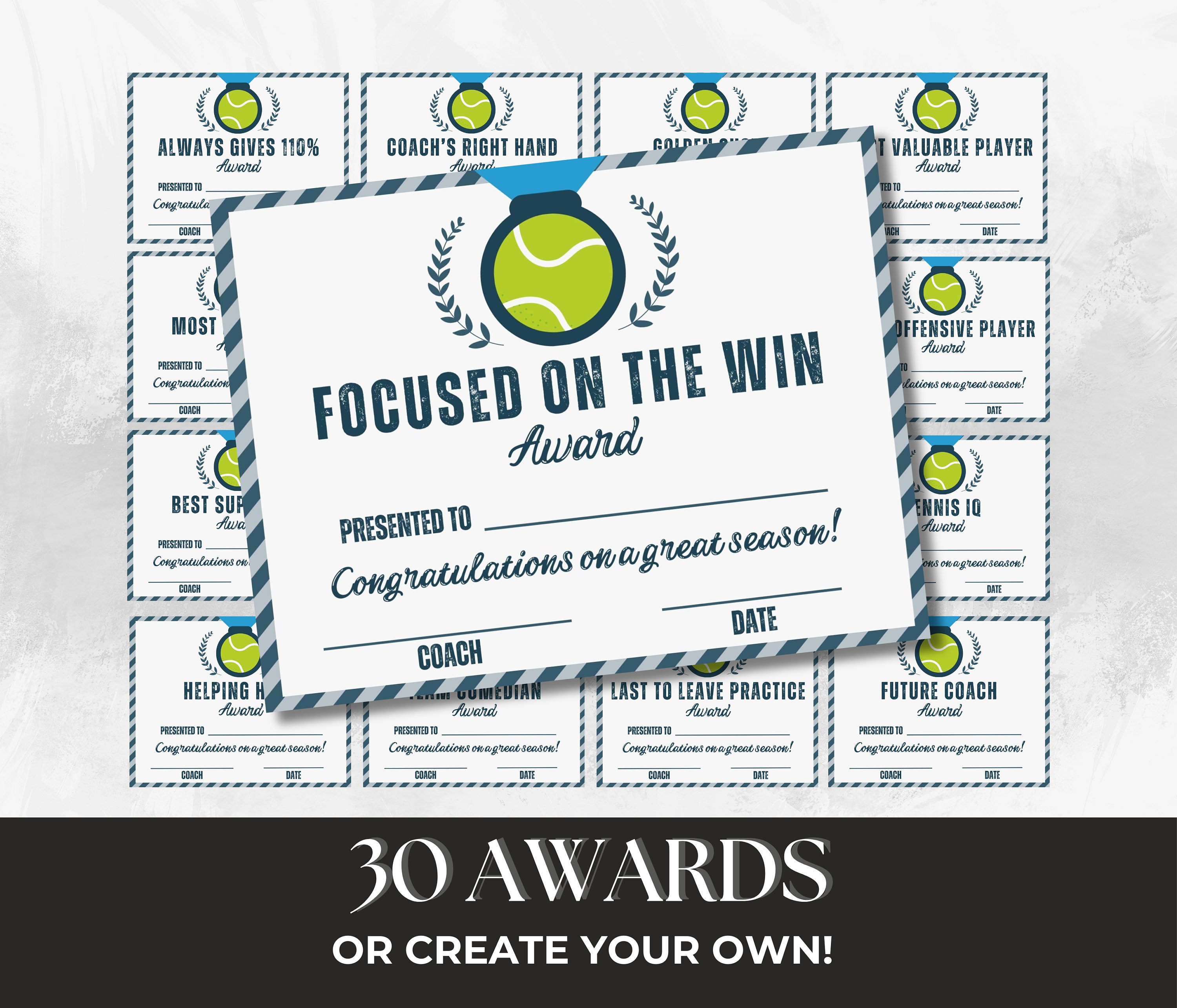 Editable Tennis Award Certificates End of Season Printable Tennis Team ...
