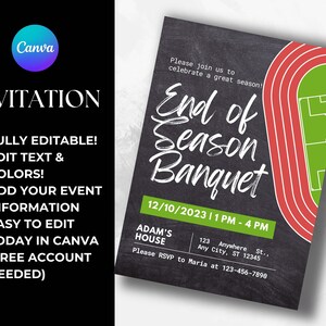 Track & Field Team End of Season Sports Banquet Printable Invitation ...