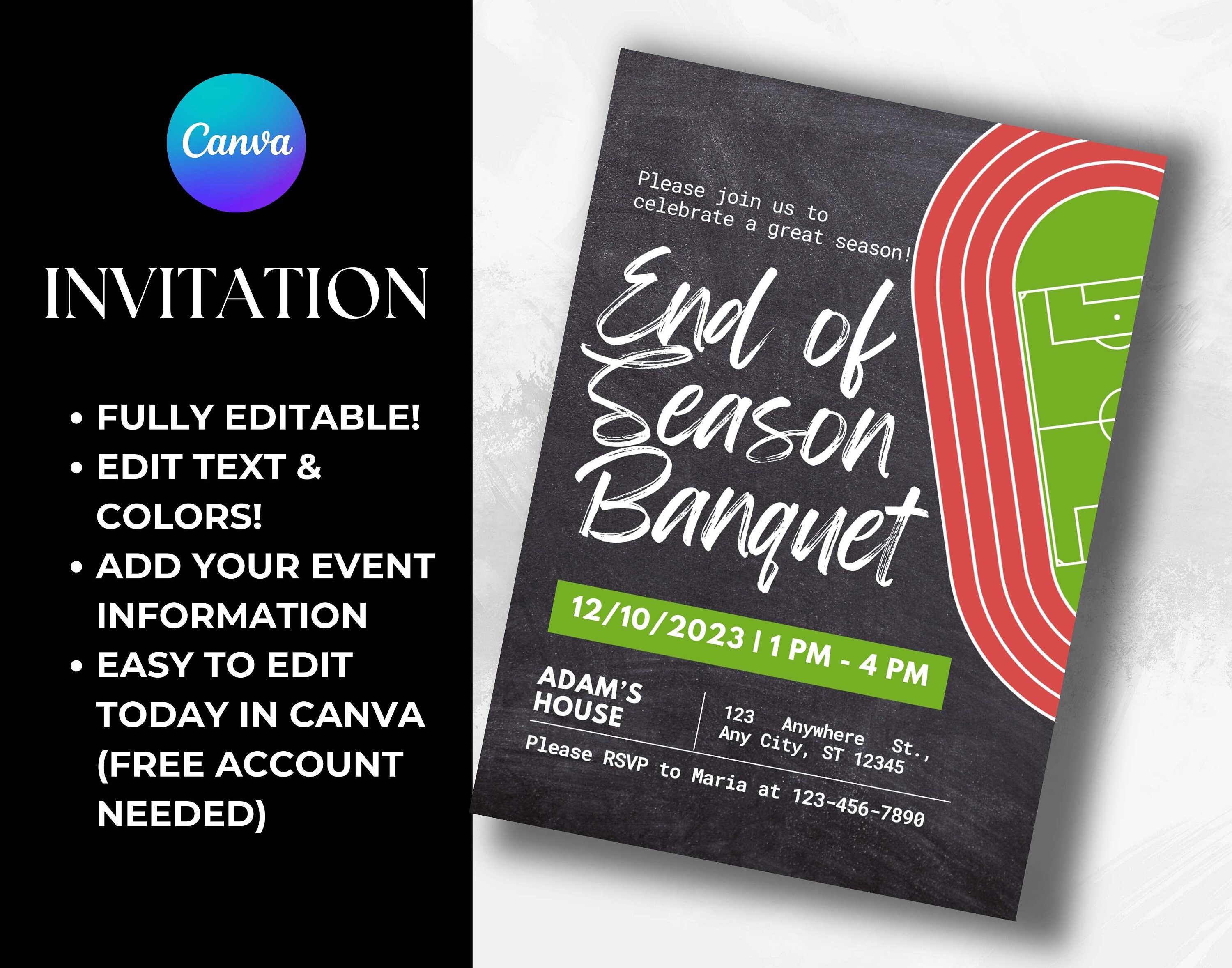 Track & Field Team End of Season Sports Banquet Printable Invitation ...