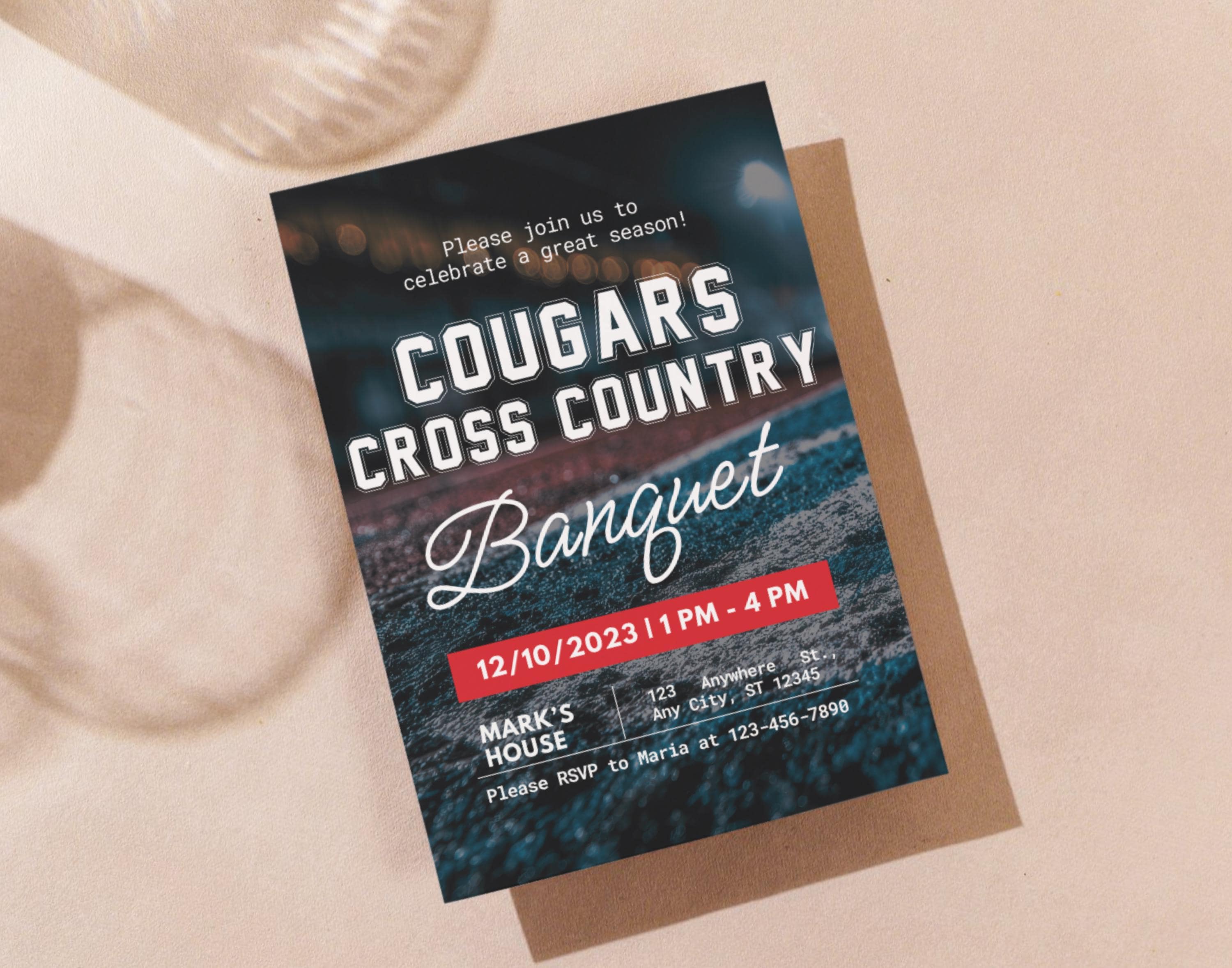 Printable Cross Country Team End of Season Sport Banquet Invitation ...
