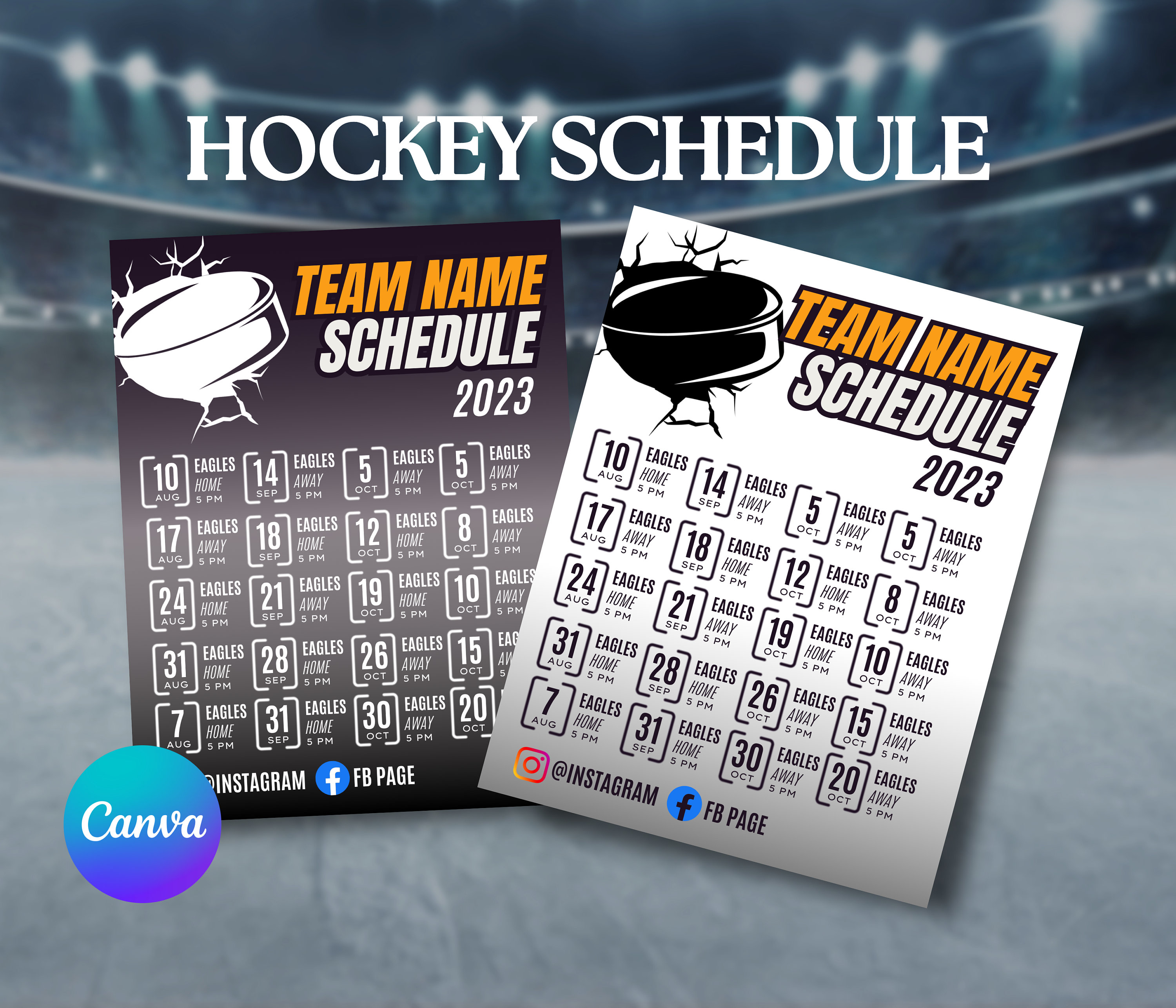 Editable Hockey Schedule Template DIY Canva Girls Hockey Schedule ...