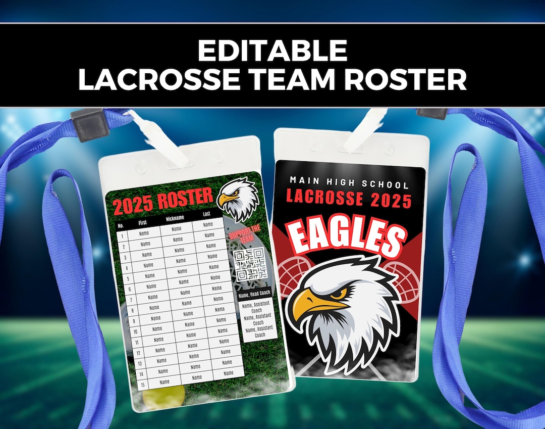 Editable Lacrosse Team Roster Canva Template Lacrosse Team Player ...