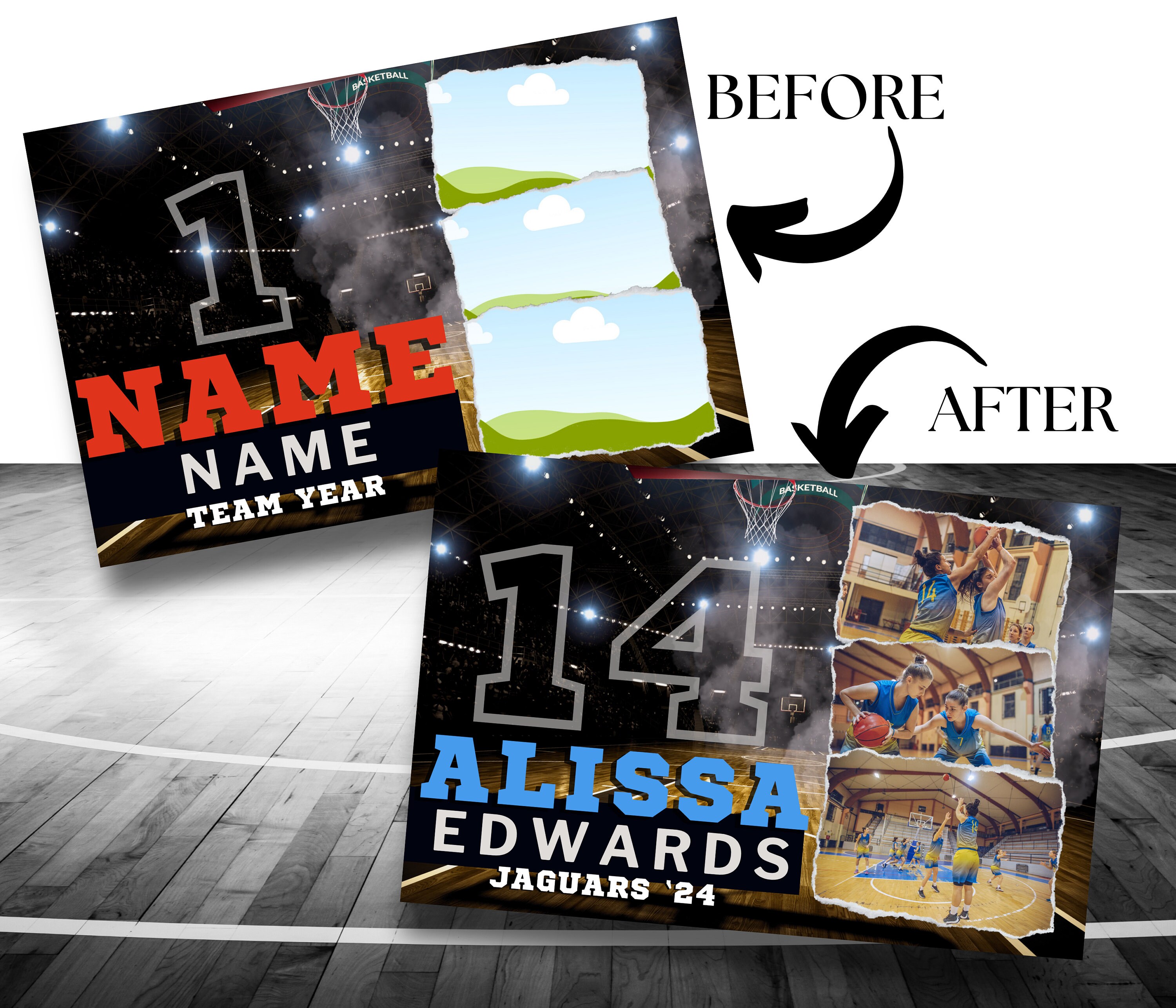 Girls Basketball Poster Canva Template Senior Night Basketball Team ...