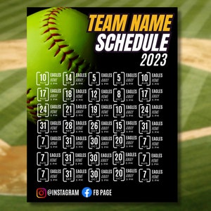 Editable Softball Schedule Template DIY Canva Softball Printable Poster ...