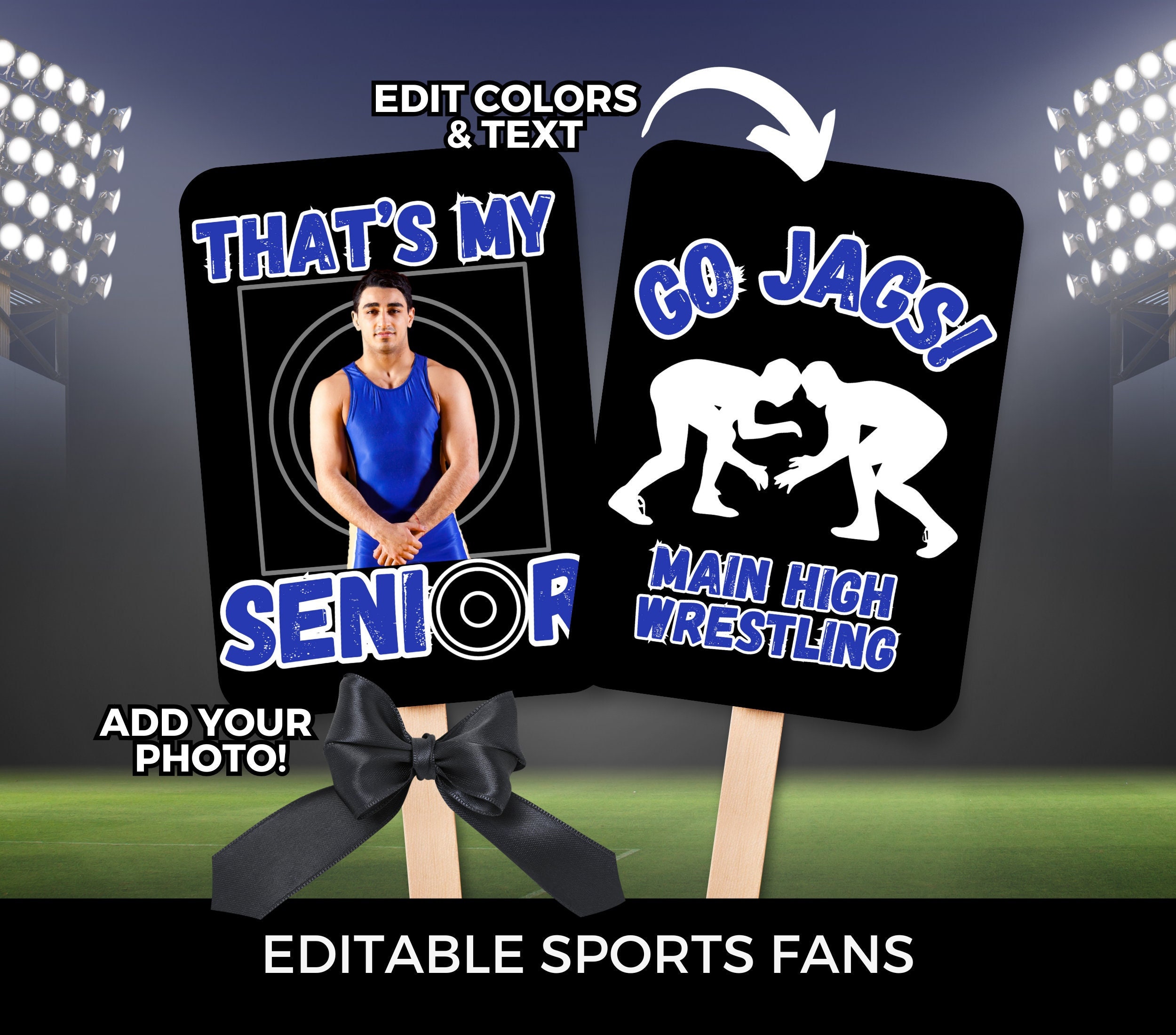 Wrestling Senior Match Poster Canva Template Senior Night Wrestling ...