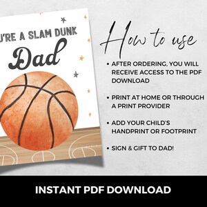 Dad Printable Basketball Handprint Art Gift From Son Daughter Father's ...
