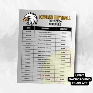 Editable Softball Schedule Template DIY Canva Softball Printable Poster ...