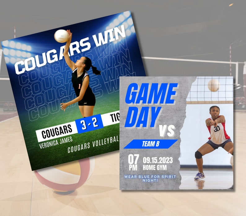 Editable Volleyball Social Media Graphics Template DIY Canva Volleyball ...