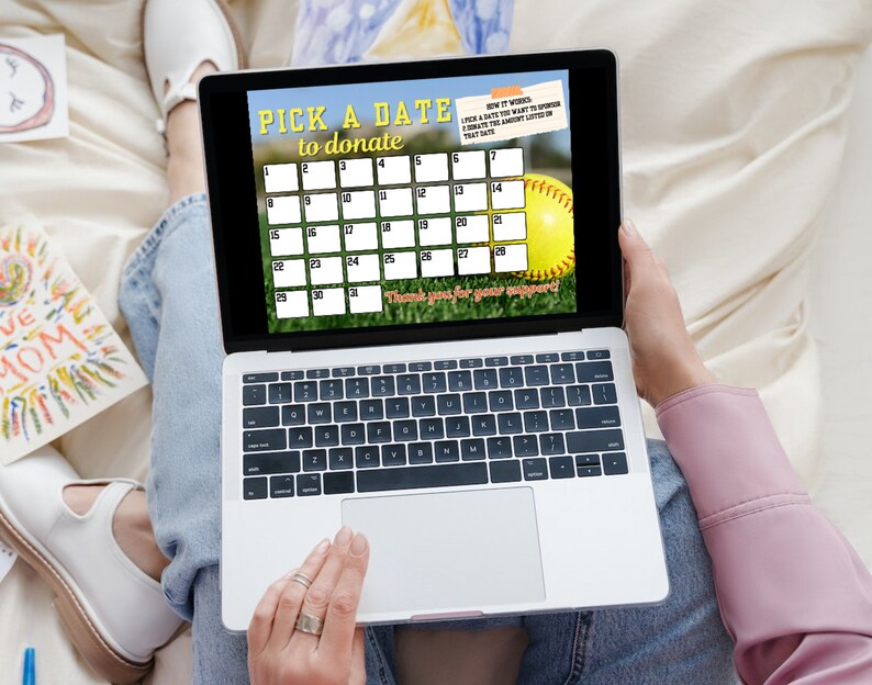 Editable Pick a Date Donation Softball Calendar Canva Template Instant ...