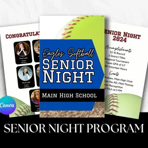 Softball Senior Night Program Canva Template Senior Game Girls Softball ...