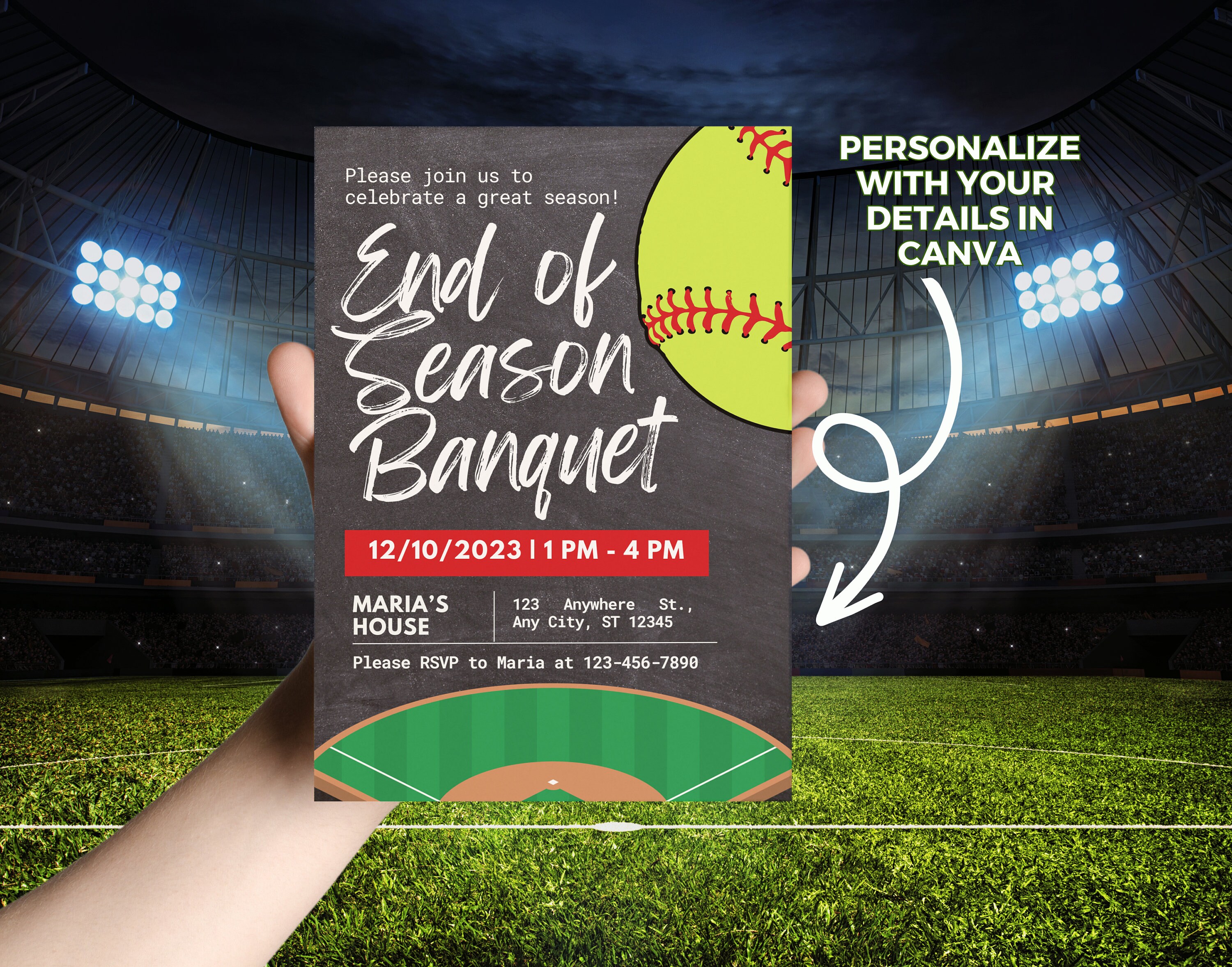 Printable Softball Team End of Season Sports Banquet Invitation Canva ...