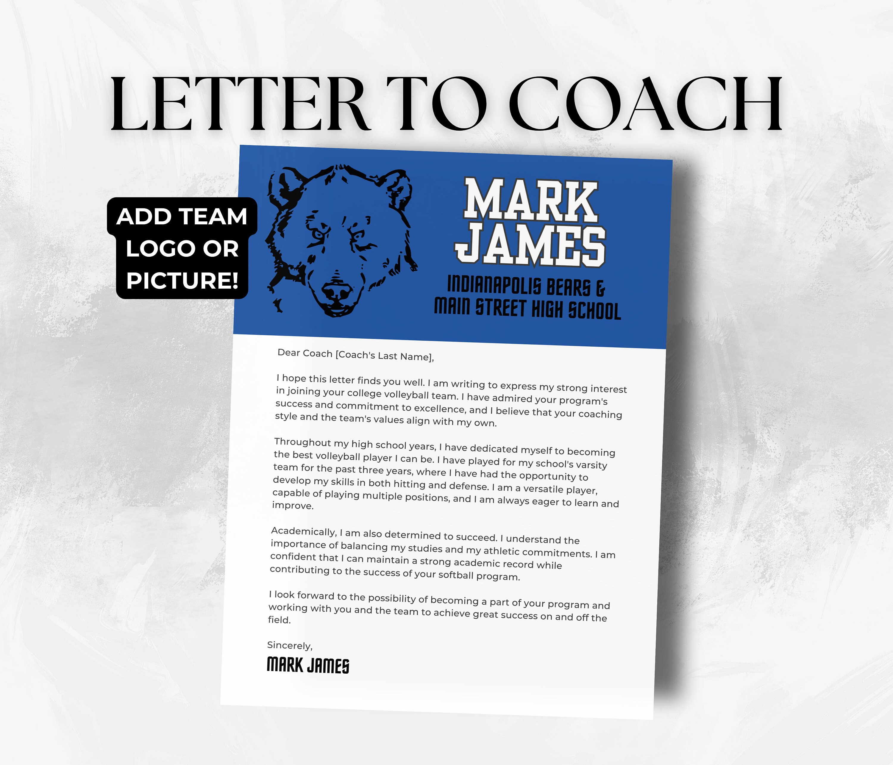 Soccer Athlete Profile Sheet Photo College Recruiting Editable Canva ...