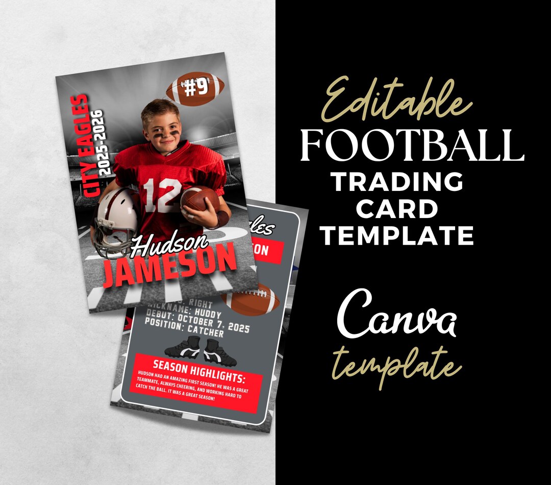 Football Card Canva Template for Kids Editable Sports Trading Card ...