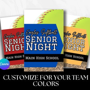 Softball Senior Night Program Canva Template Senior Game Girls Softball ...