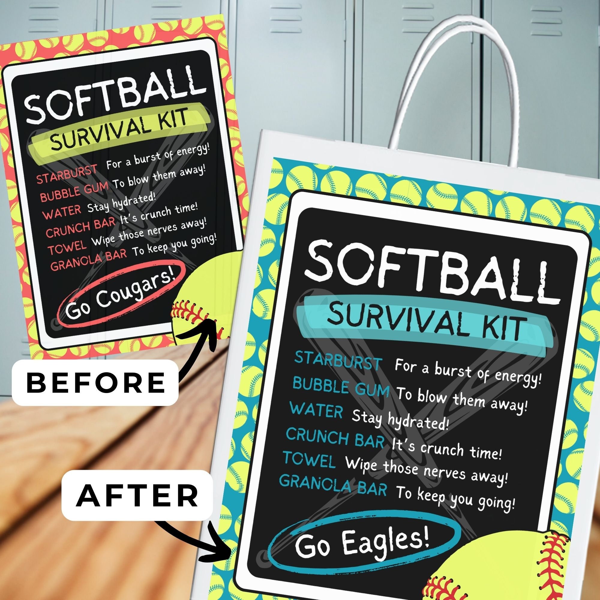 Editable Softball Team Survival Kit Canva Template Printable Softball ...