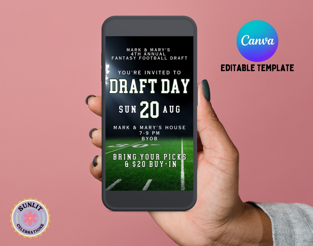 Fantasy Football Draft Party Phone Invitation Fantasy League Mock Draft ...