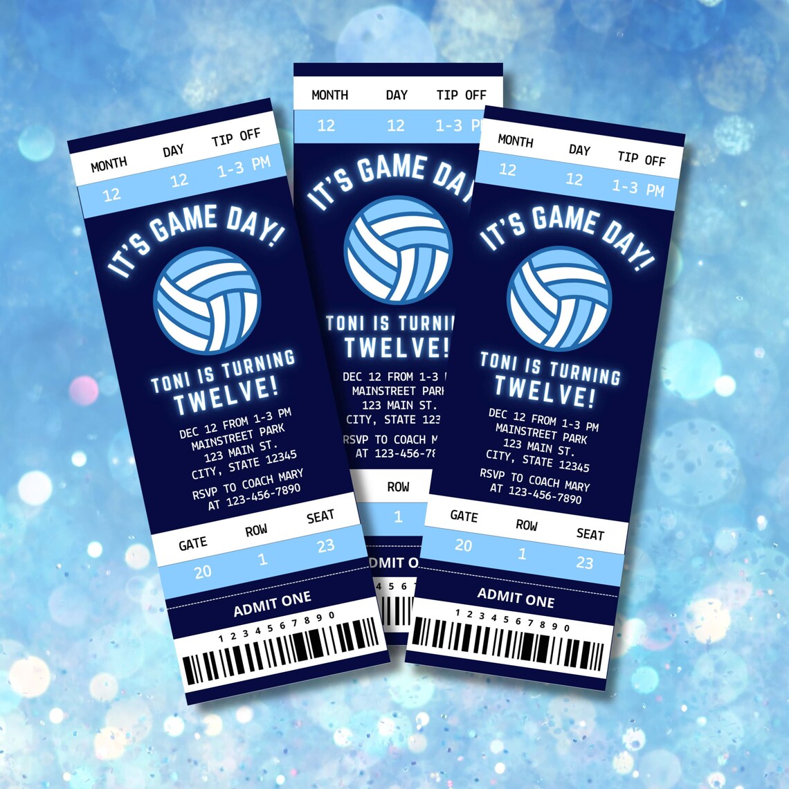Volleyball Ticket Invitation Template Volleyball Birthday - Etsy